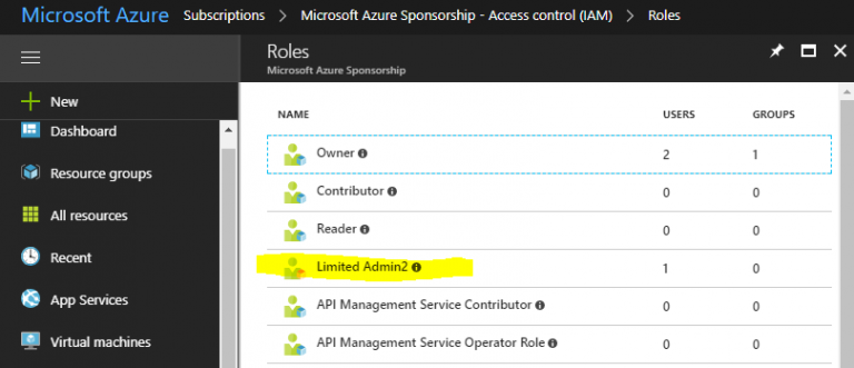 How to define an Azure Limited Admin custom role